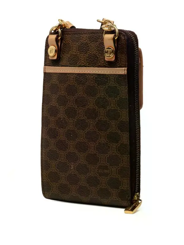 Celine 2000 Macadam Coated Canvas Wallet With Strap Crossbody Bag