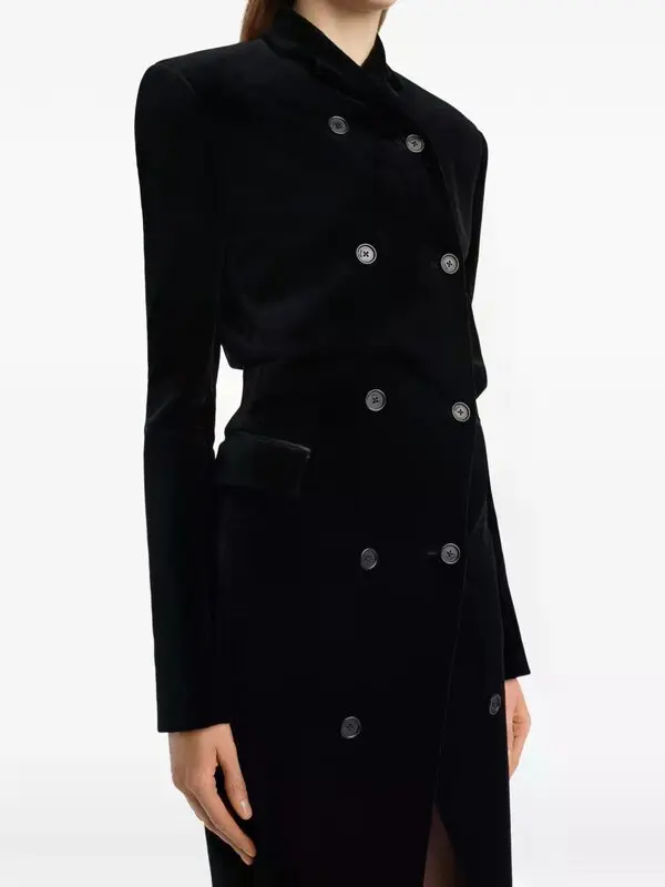 Khaite Rolon Velvet Double-breasted Coat