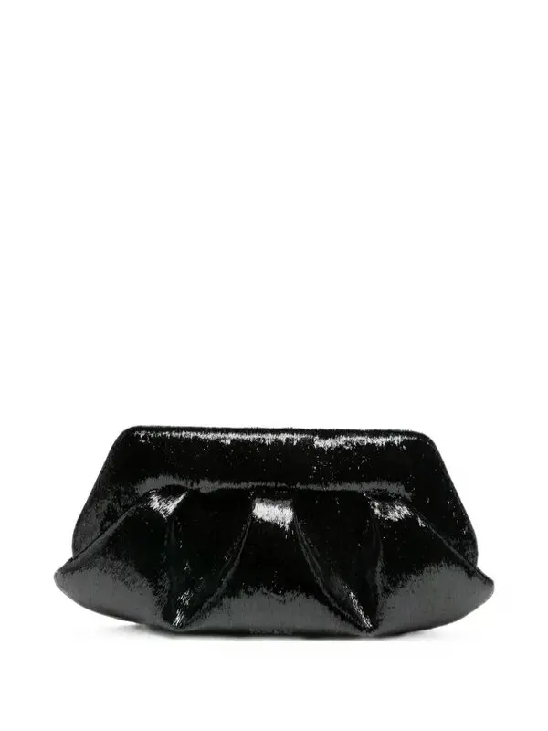 THEMOIRE Bios Ruched Metallic-effect Clutch Bag