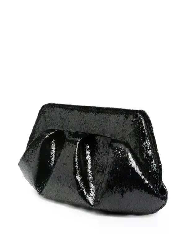 THEMOIRE Bios Ruched Metallic-effect Clutch Bag