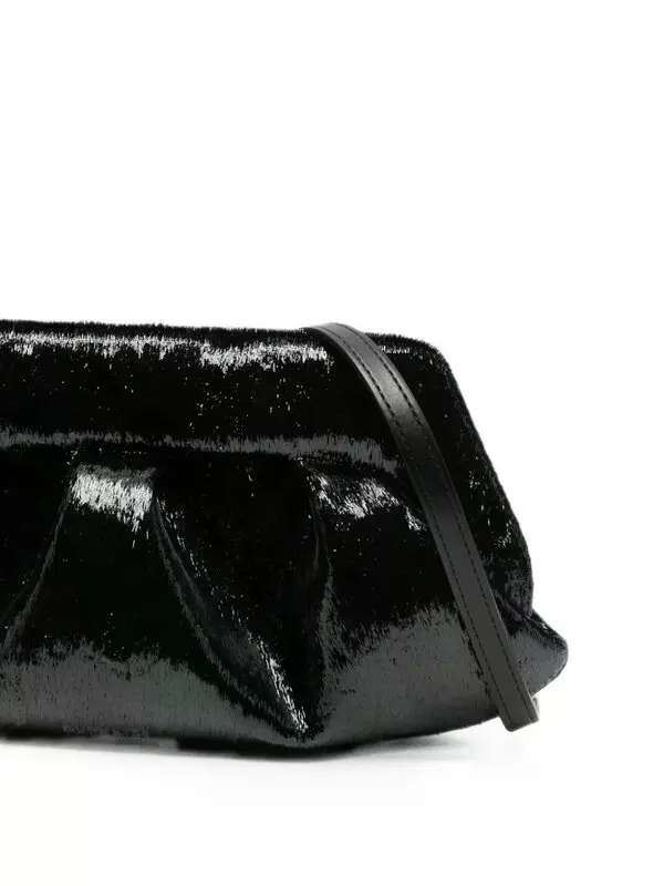 THEMOIRE Bios Ruched Metallic-effect Clutch Bag
