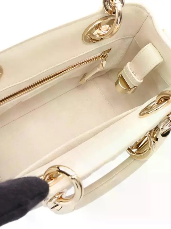 Dior Embossed Calfskin Lady Bag - White