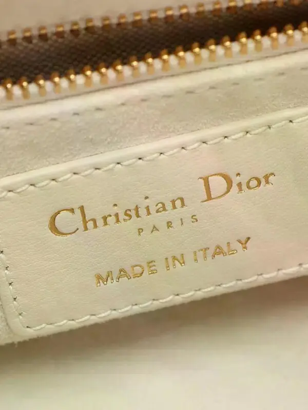Dior Embossed Calfskin Lady Bag - White