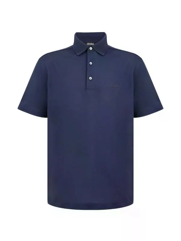 Zegna Navy Cotton Piquet Polo Shirt - Blue