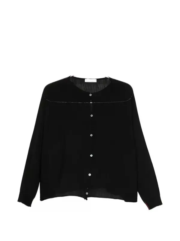 Liviana Conti Button-up Boat-neck Cardigan - Black