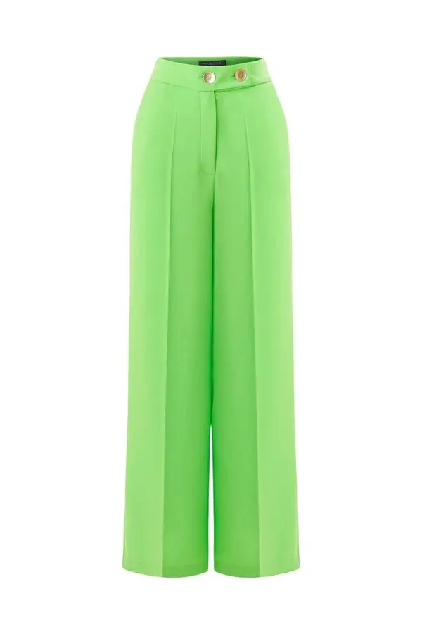 EXQUISE High Waisted Wide Leg Crepe Pants