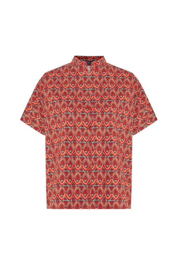 EXQUISE Geometric Print Short Sleeve Shirt