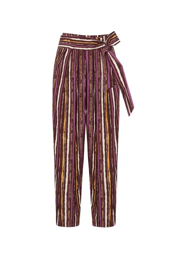 EXQUISE Multicolor Striped Cropped Trousers