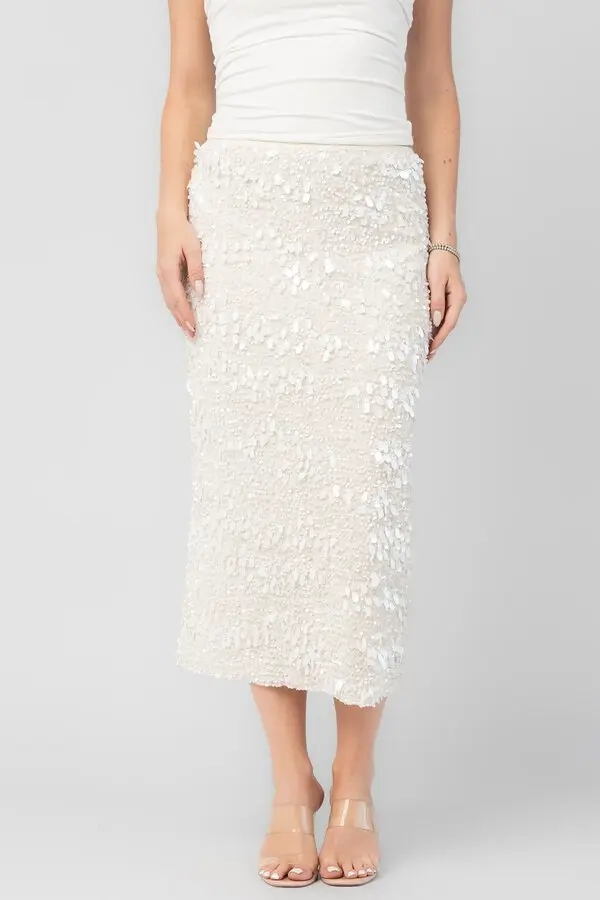 IN FEBRUARY Lavana Sequin Midi Skirt