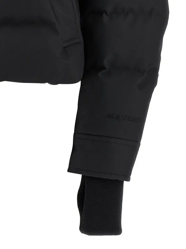 Alexander McQueen Cropped Quilted Down Jacket With Stand Collar