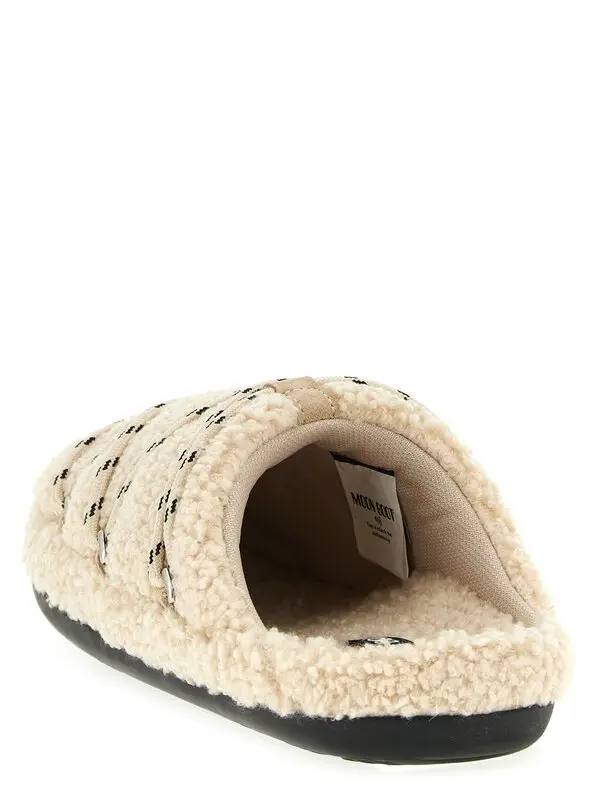 Moon Boot Teddy Slipper Mules - Cream