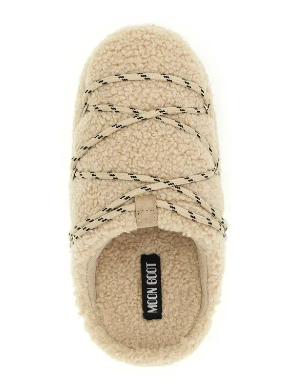 Moon Boot Teddy Slipper Mules - Cream