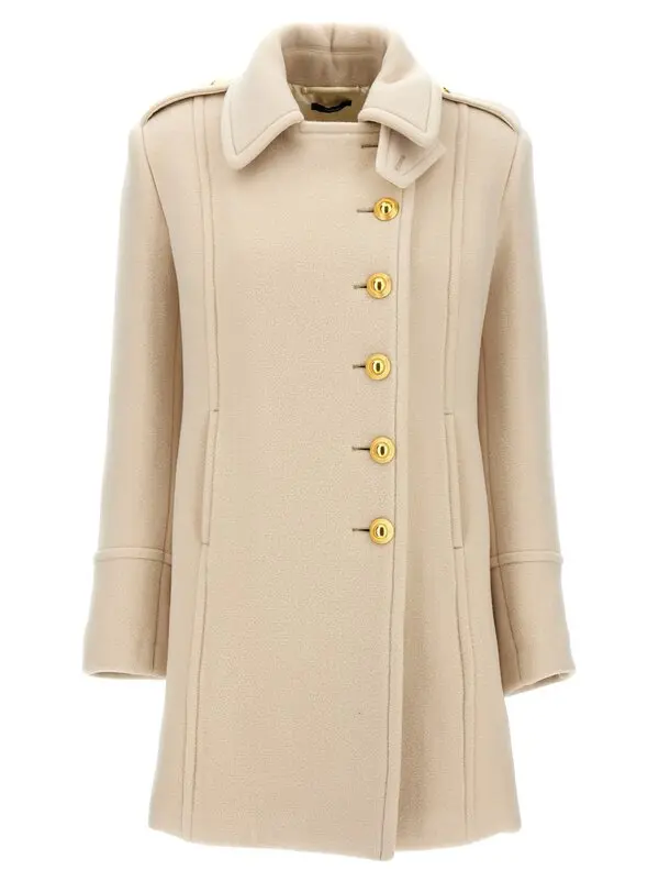 TOM FORD Single-breasted Wool Coat - White