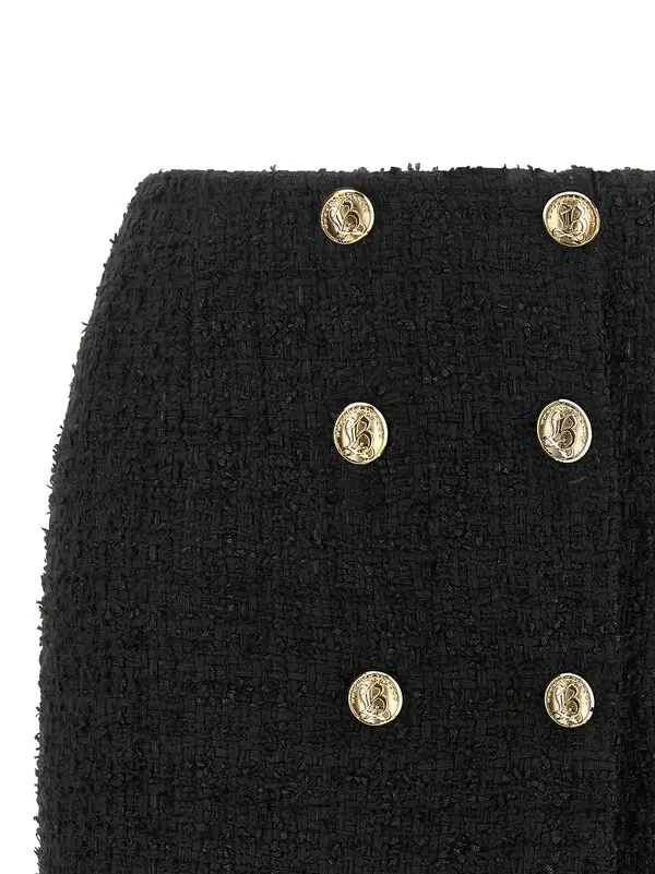 Balmain Embossed Button Detail Miniskirt
