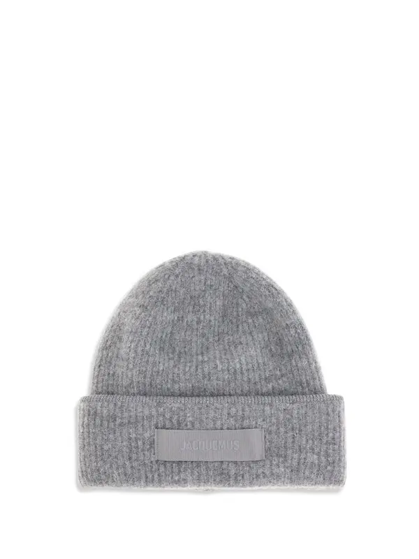 Jacquemus Gros Grain Ribbed Beanie - Gray