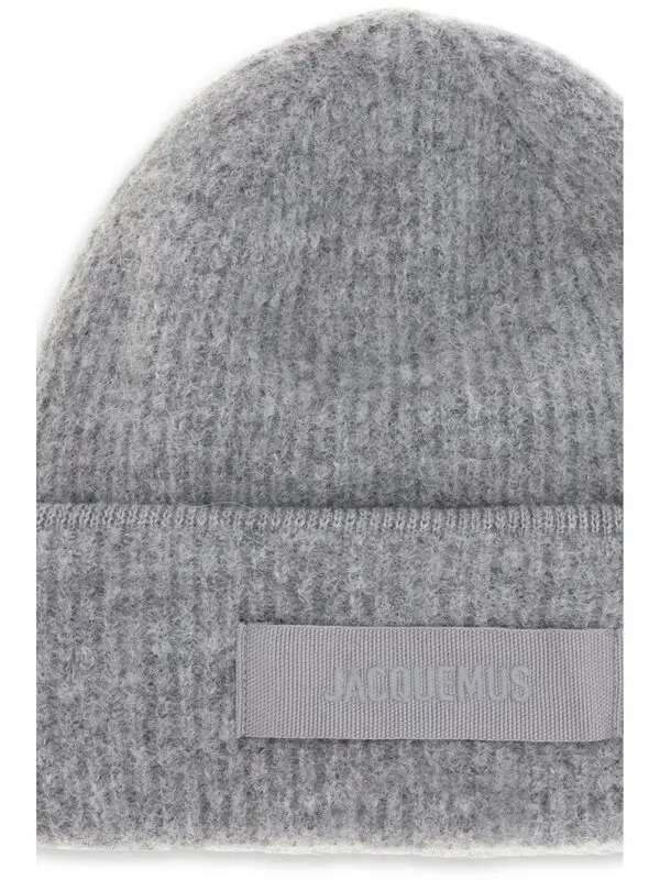 Jacquemus Gros Grain Ribbed Beanie - Gray