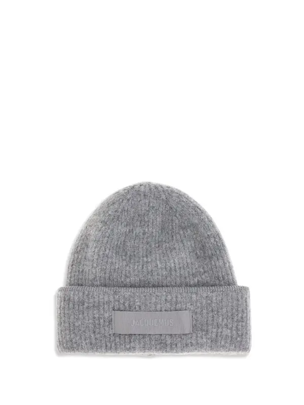 Jacquemus Gros Grain Ribbed Beanie - Gray