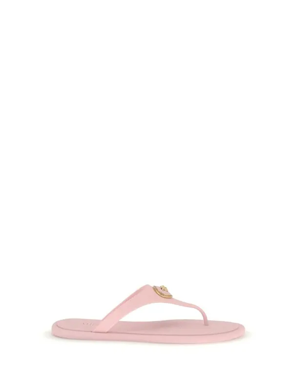 Versace Rubber Thong Sandals With Medusa Appliqu - Pink