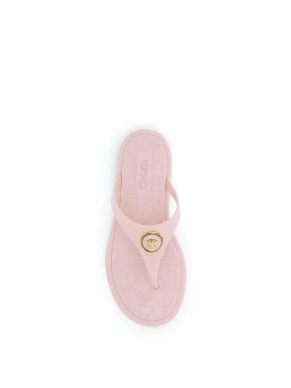 Versace Rubber Thong Sandals With Medusa Appliqu - Pink