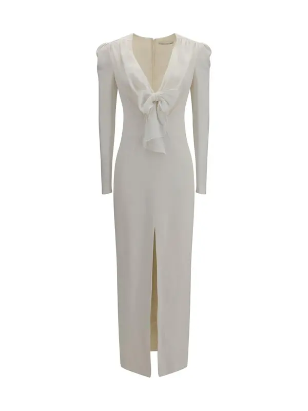 Alessandra Rich V-neck Dress With Bow - White