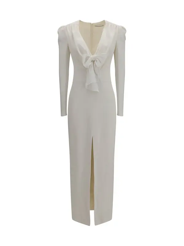Alessandra Rich V-neck Dress With Bow - White
