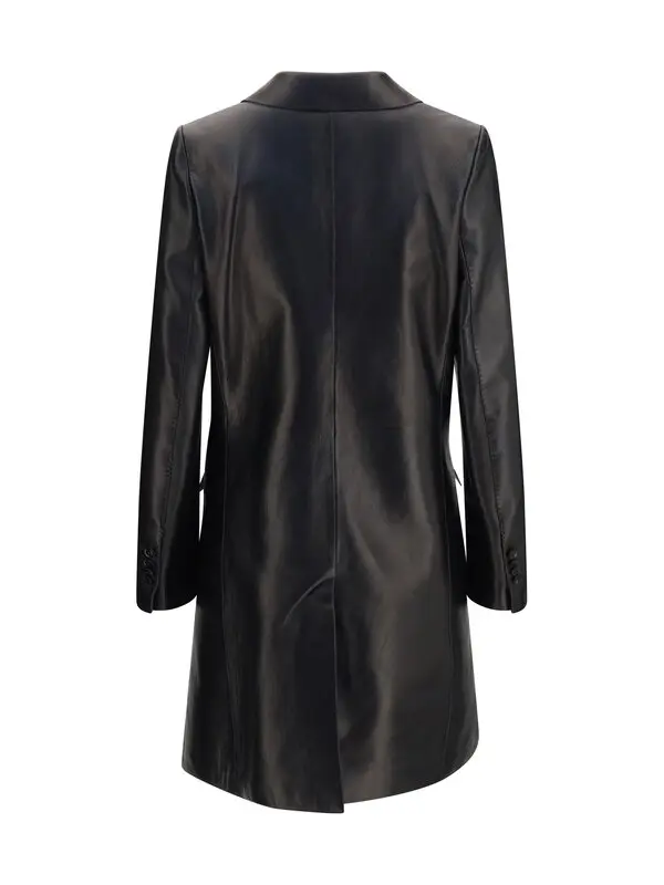 TOM FORD Double-breasted Lambskin Coat - Black