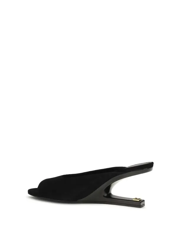 Balmain Suede Open-toe Sculptural Heel Mules - Black