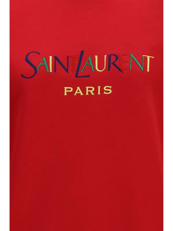 Saint Laurent Crewneck Sweatshirt With Paris Embroidery - Red