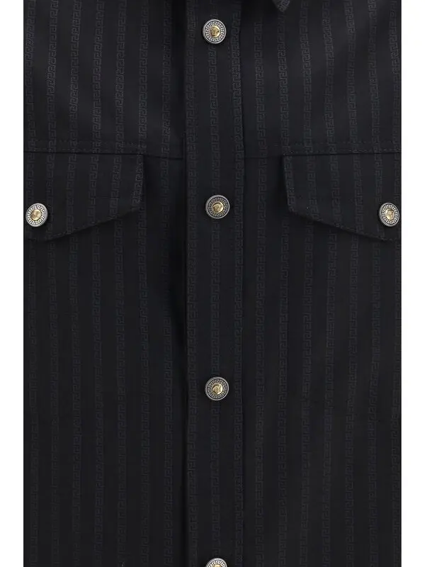 Versace Greca Monogram Jacquard Wool Shirt