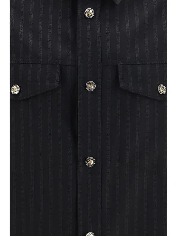 Versace Greca Monogram Jacquard Wool Shirt