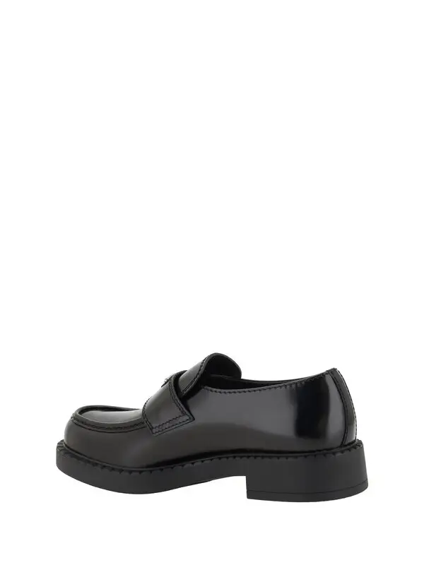 Prada Leather Loafers With Platform Sole And Enamel Logo