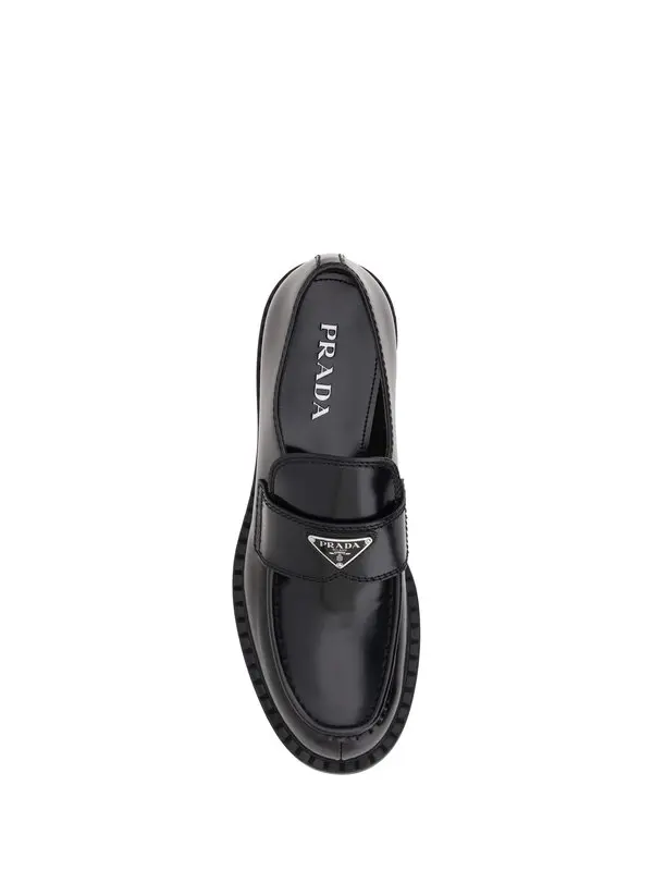 Prada Leather Loafers With Platform Sole