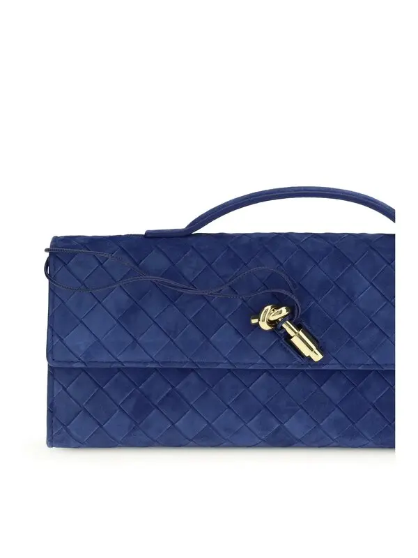 Bottega Veneta Andiamo Clutch In Suede - Blue