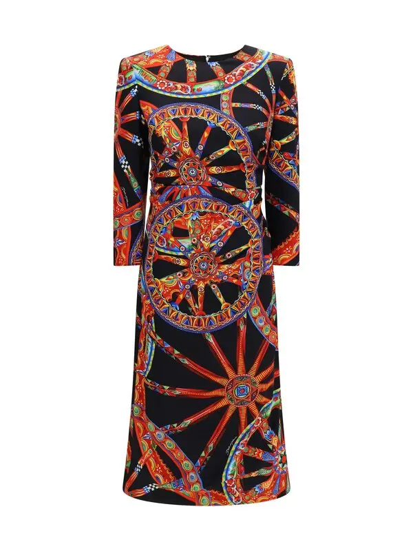 Dolce & Gabbana Carretto Print Charmeuse Dress - Multicolor