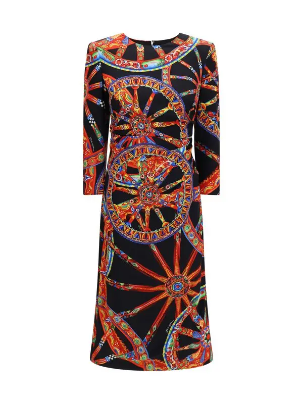 Dolce & Gabbana Carretto Print Silk Charmeuse Dress - Multicolor