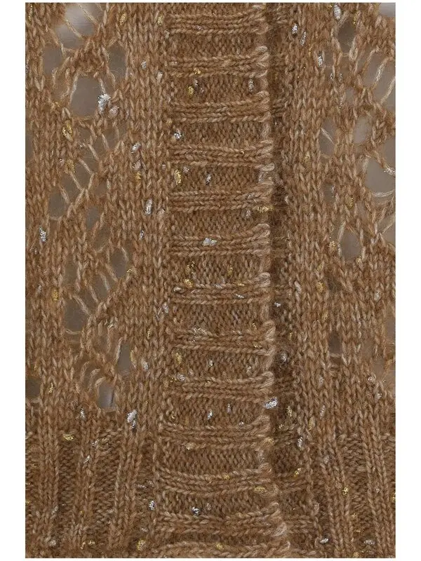 Max Mara Quarto Alpaca Blend Openwork Cardigan - Brown