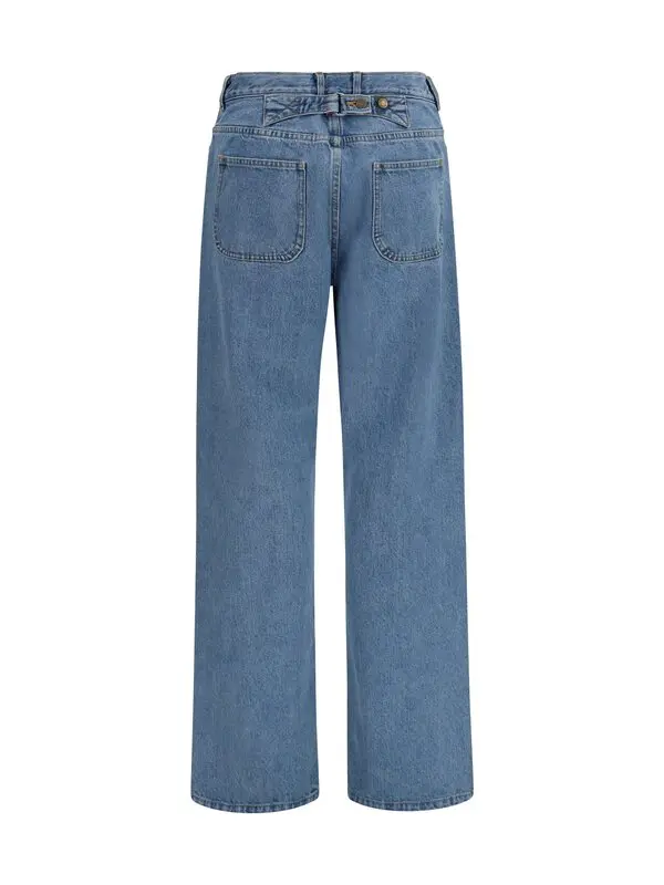 Thom Browne Selvedge Cotton Jeans With Adjustable Back Strap