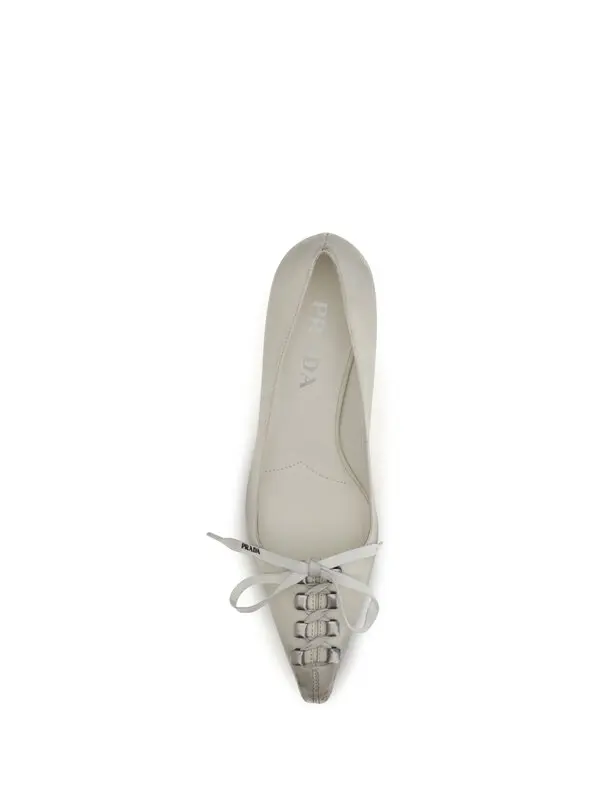 Prada Lace-up Antique-finish Leather Pumps