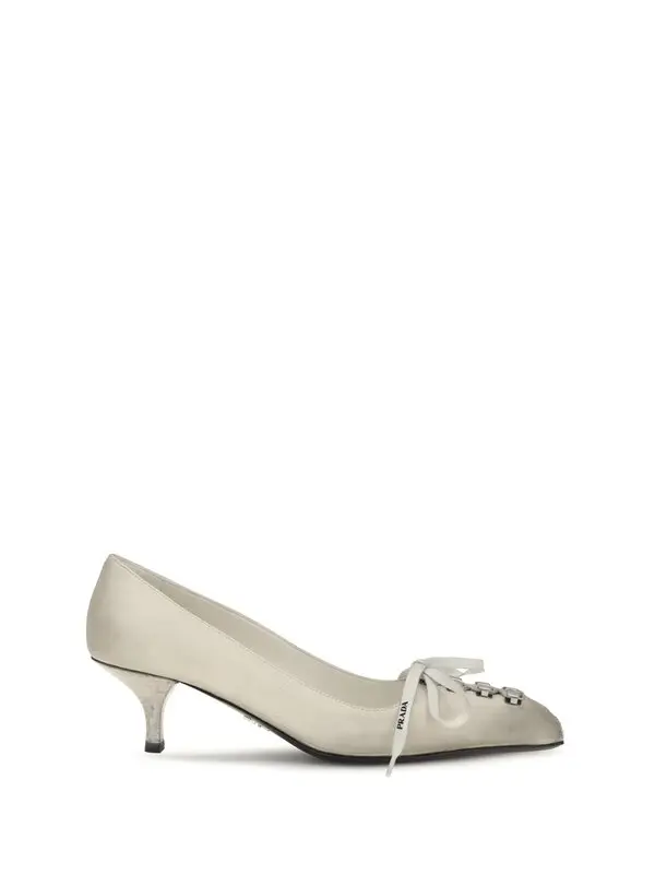 Prada Lace-up Leather Pumps - White