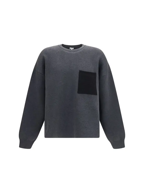 Loewe Anagram Cotton-blend Sweatshirt With Pocket - Gray
