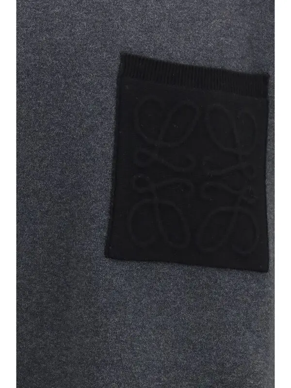 Loewe Anagram Cotton-blend Sweatshirt With Pocket - Gray