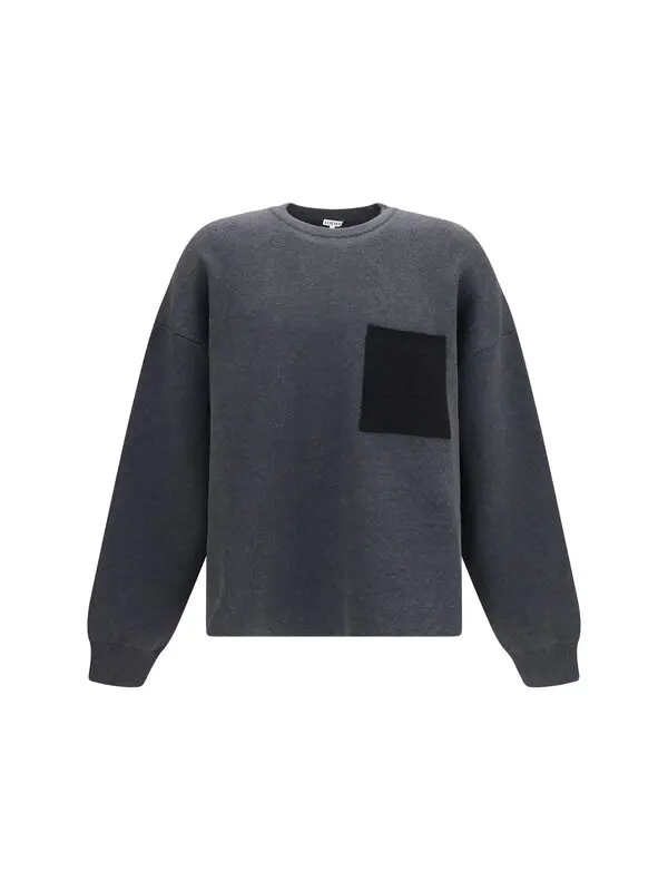 Loewe Anagram Cotton-blend Sweatshirt With Pocket - Gray