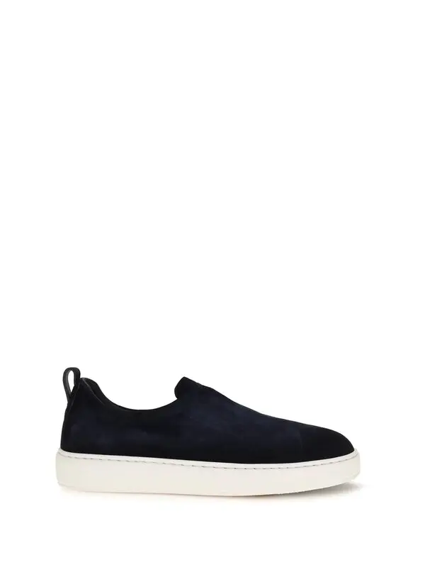 Santoni Suede Slip-on Sneakers - Blue