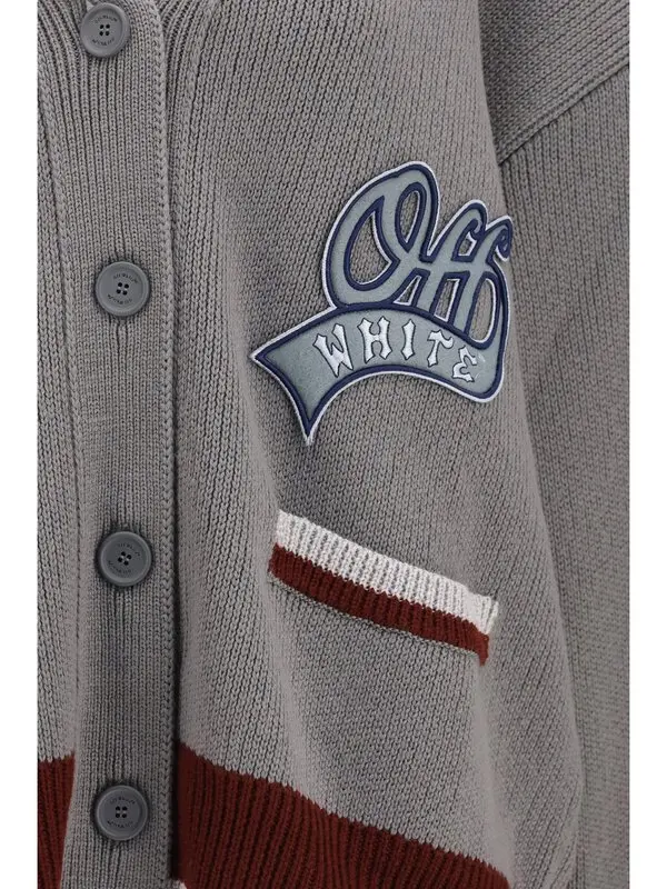 Off-White College Varsity Knit Cardigan - Gray