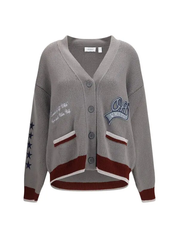 Off-White College Varsity Knit Cardigan - Gray