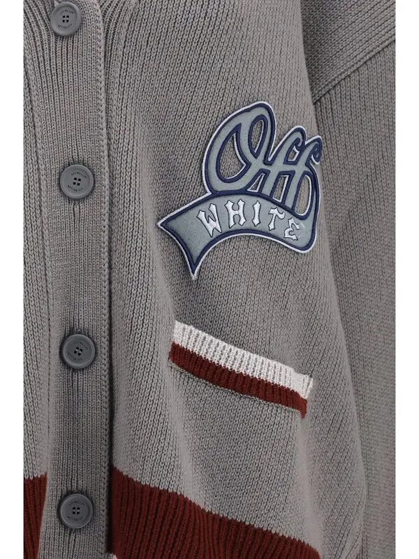 Off-White College Varsity Knit Cardigan - Gray