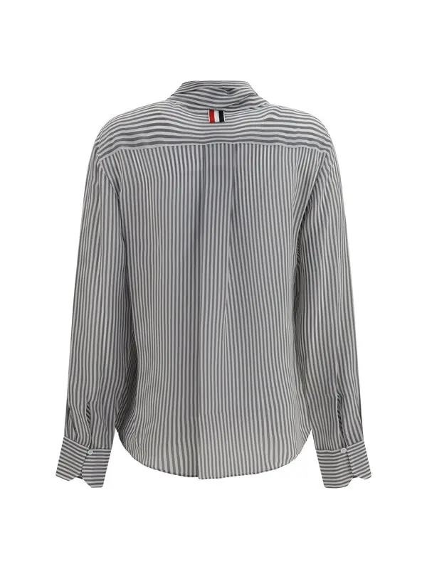 Thom Browne Striped Silk Shirt - Gray