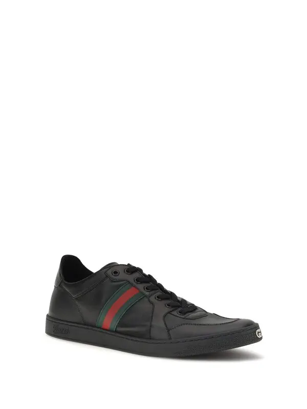 Gucci Stretch Coda Leather Lace-up Sneakers - Black