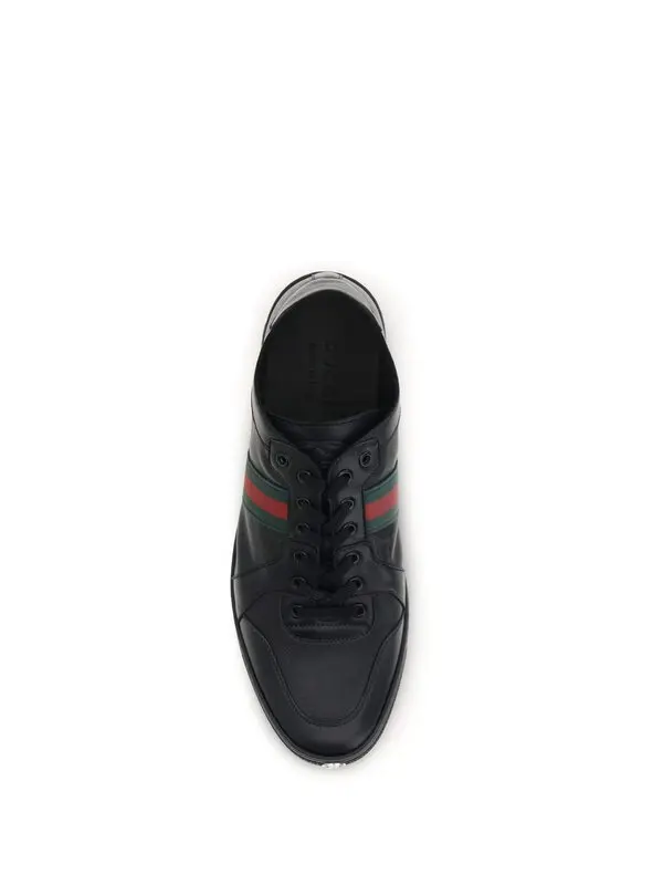 Gucci Stretch Coda Leather Lace-up Sneakers - Black