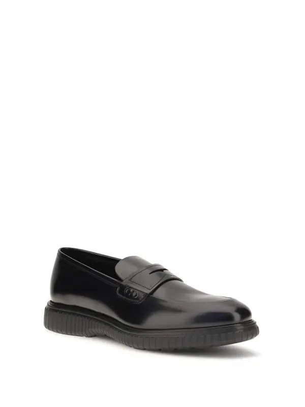 FERRAGAMO Brushed Calfskin Loafers With Gancini Ornament